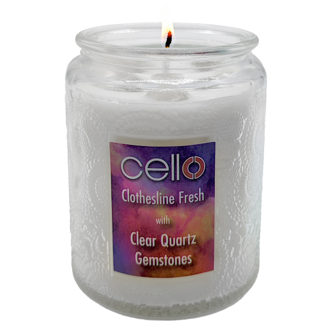 Cello Gemstone Candle - Clear Quartz