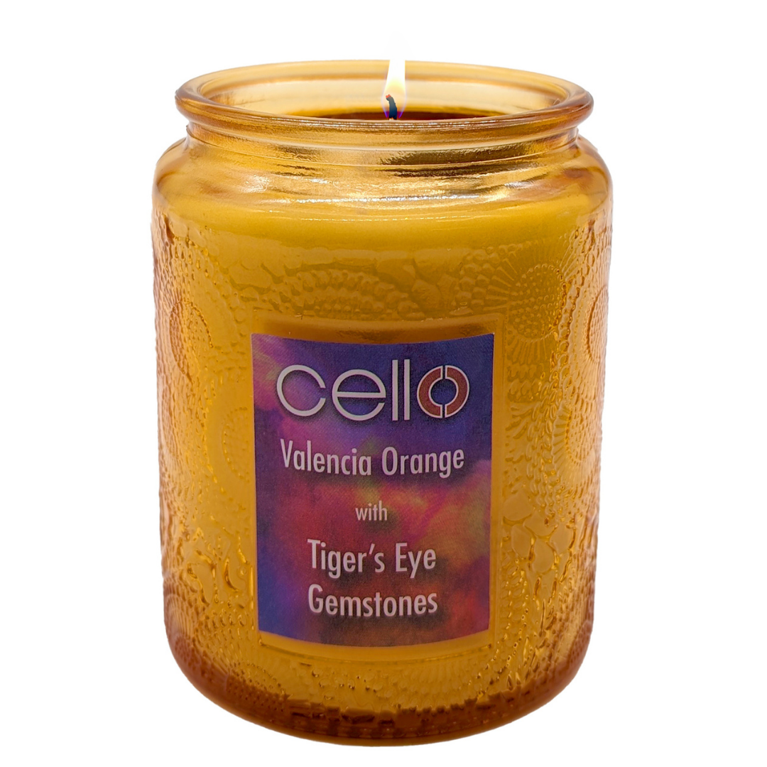 Cello Gemstone Candle - Tiger's Eye