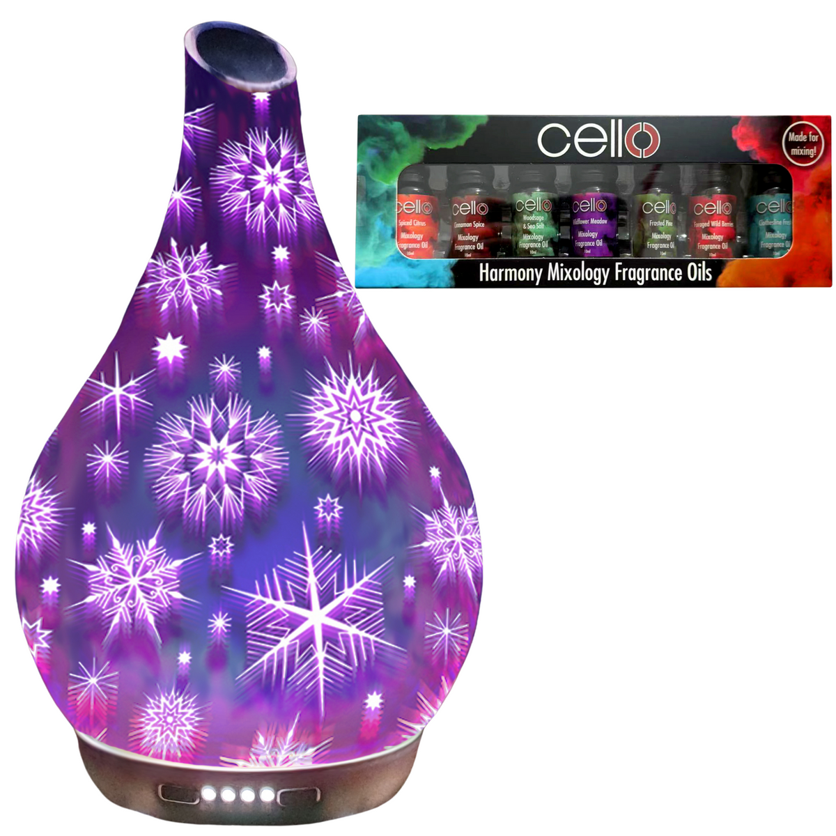 Snowflake 3D Art Glass Ultrasonic Diffuser Large with Harmony Mixology ...