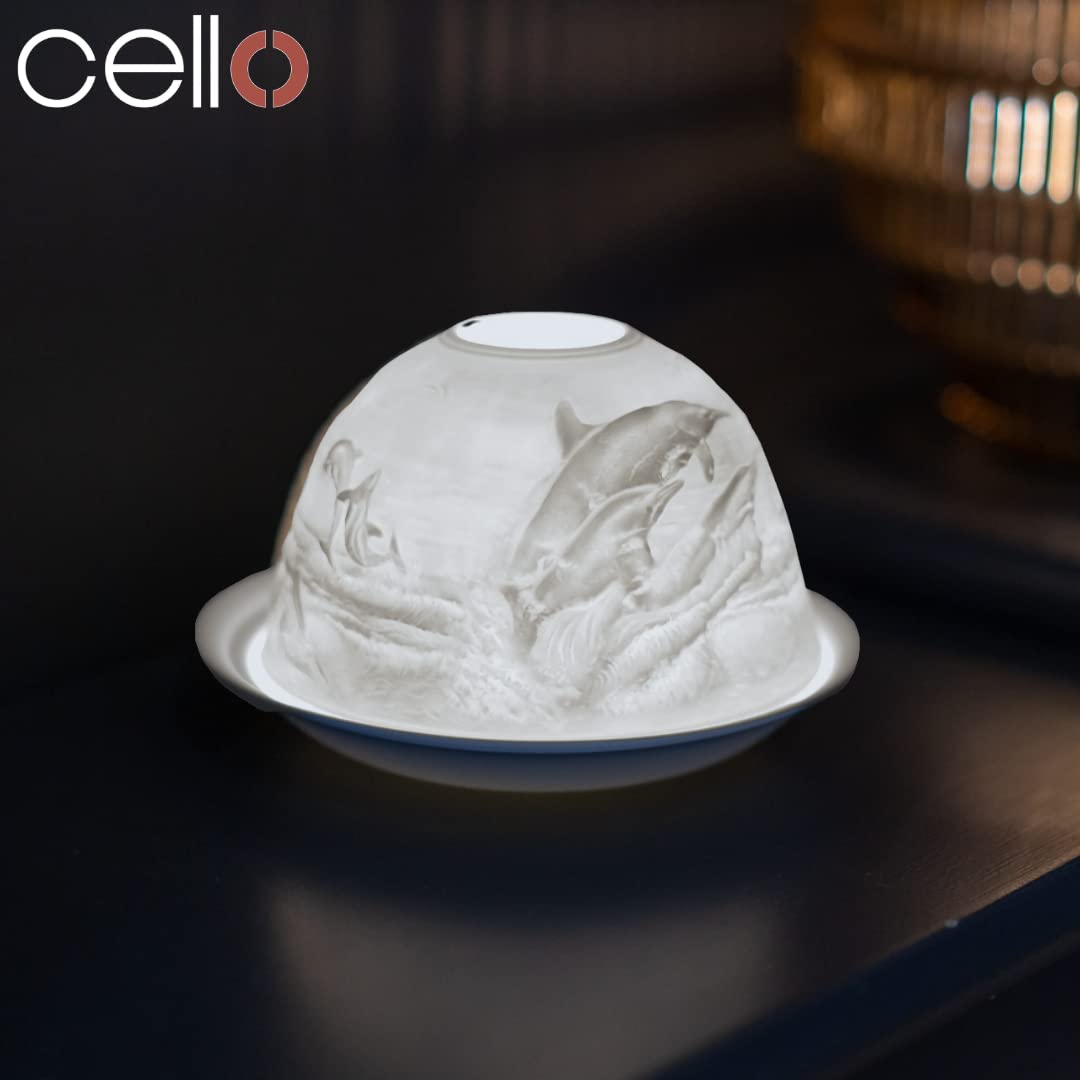 Porcelain Tealight Holder Dome | Dolphin Design | Cello