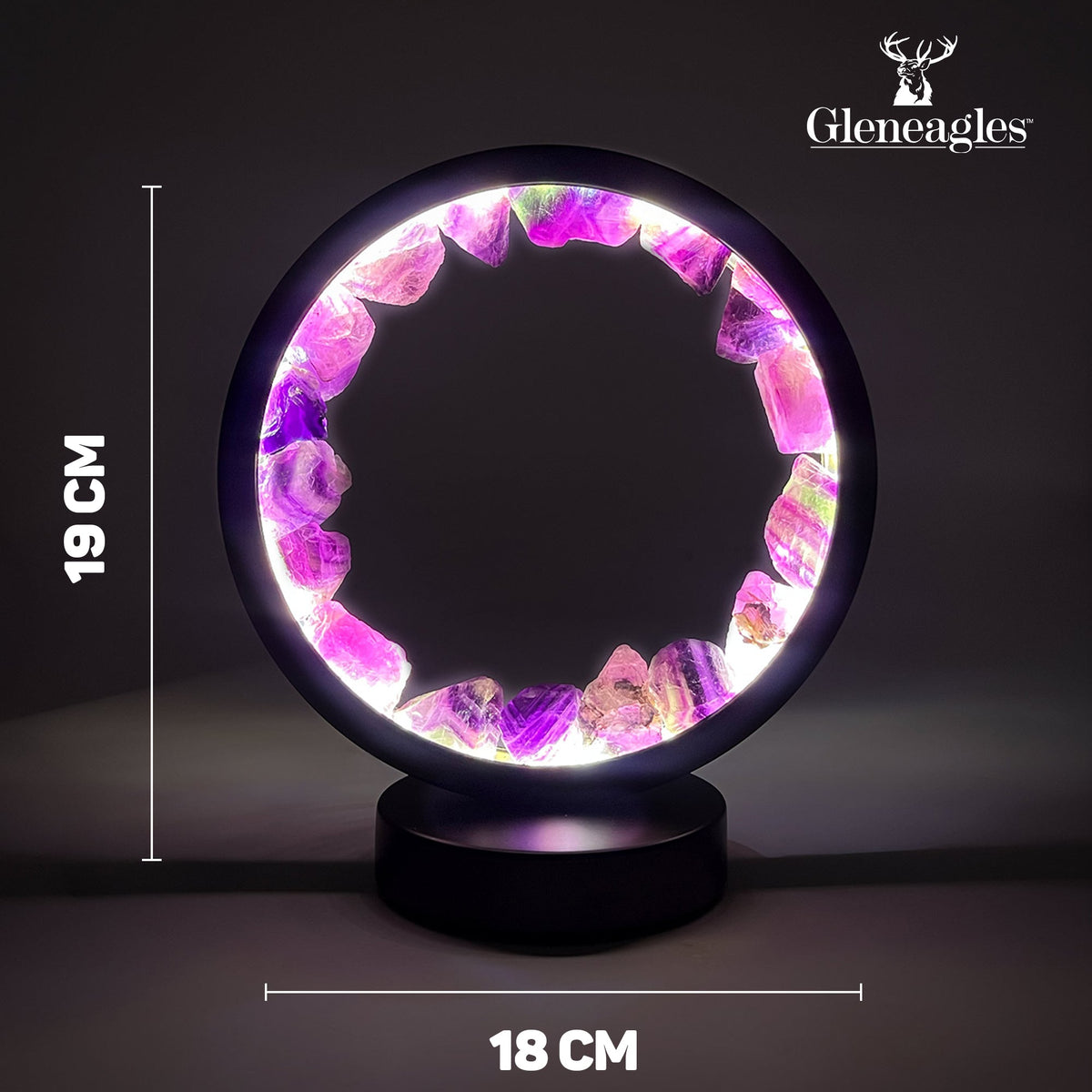Crystal Table Lamp – Gleneagles Purple Fluorite LED Light – Cello
