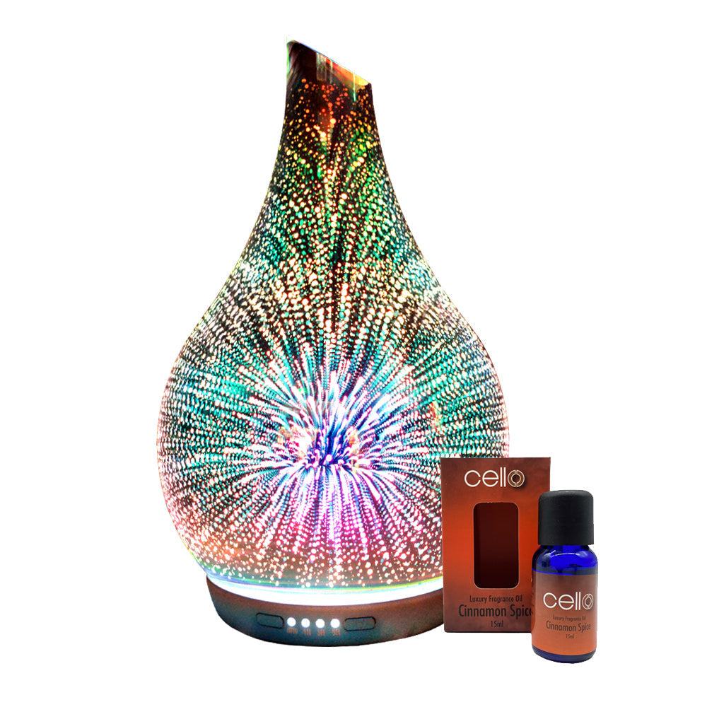 Cello Ultrasonic Diffuser Bundle - 3D Infinity & Cinnamon Spice