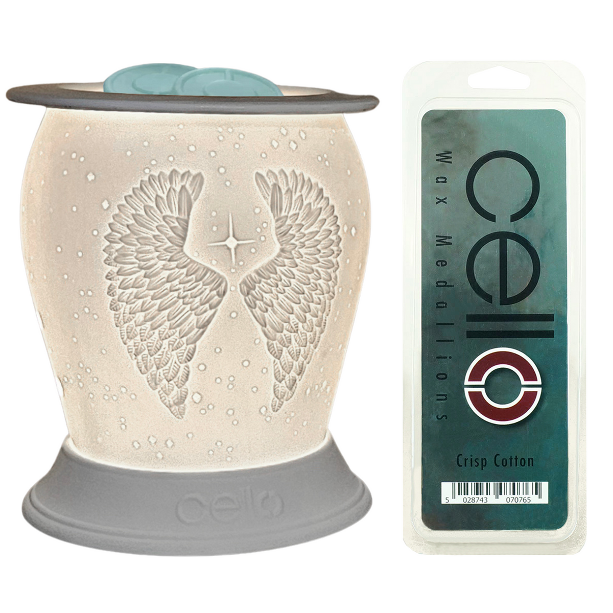 Angel Wings Melt Burner with Crisp Cotton Wax Medallion | Cello