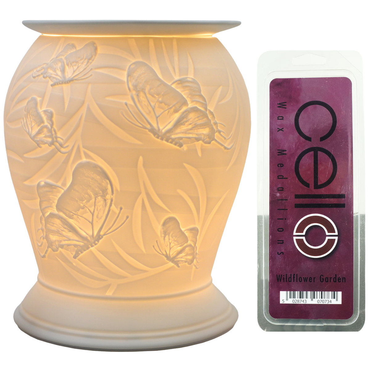 Butterfly Melt Burner with Wild Flower Garden Wax Medallion | Cello