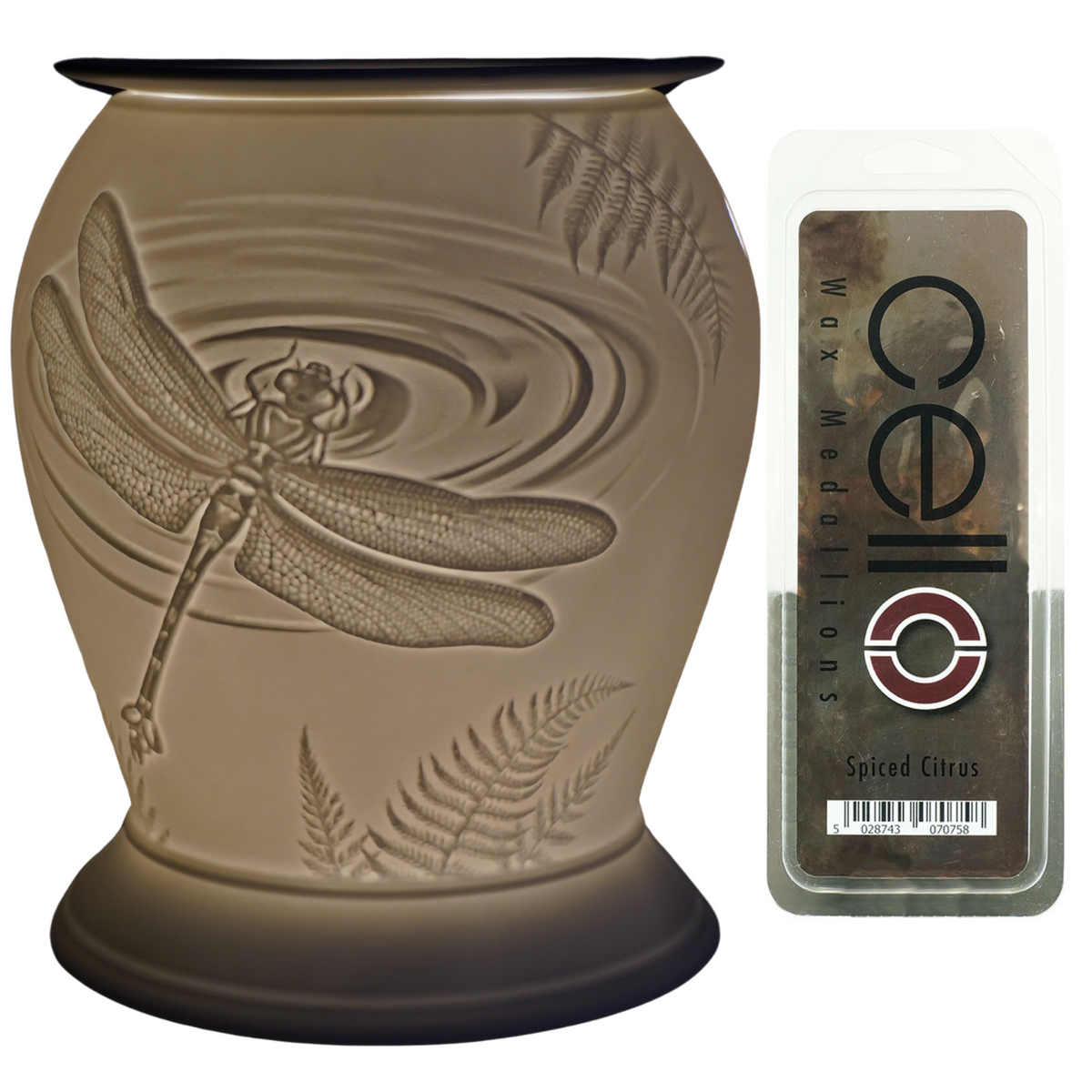 Dragonfly Melt Burner with Spiced Citrus Wax Medallions | Cello