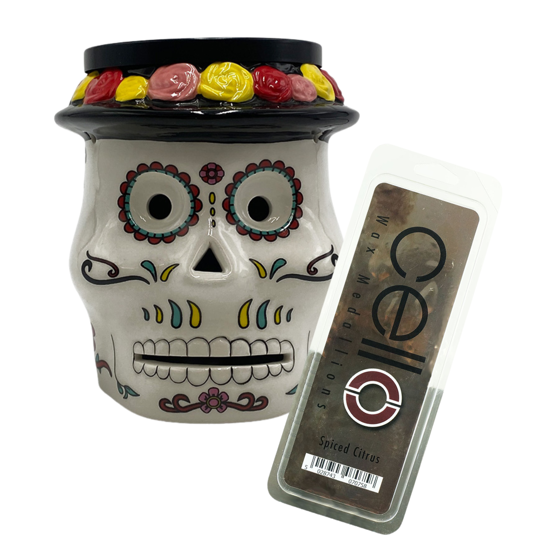 Sugar Skull Electric Melt Burner with Spiced Citrus Wax | Cello