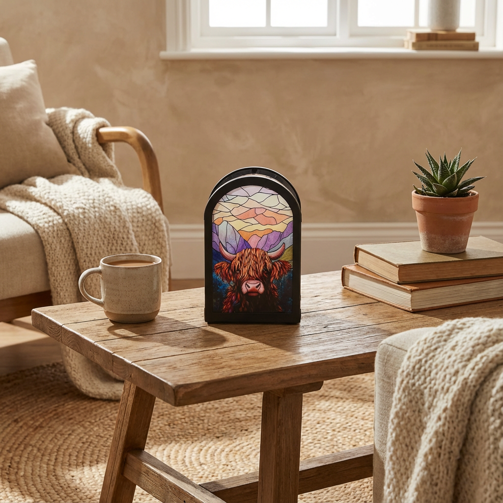 Sunrise Highland Cow Arch Tealight Holder – Cello